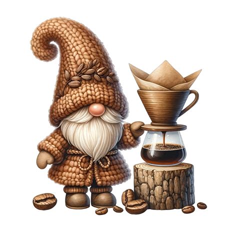 Watercolor Coffee Gnome Clipart Png Images Digital Download Etsy