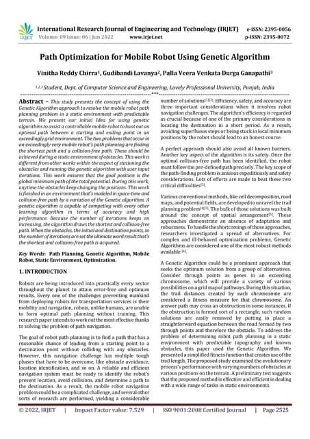 path optimization for mobile robot using genetic algorithm pdf