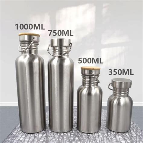 휴대용 스테인레스 스틸 물병 1000ml 대나무 뚜껑 스포츠 플라스크 여행 사이클링 하이킹 캠핑 병 Bpa 무료물 보틀