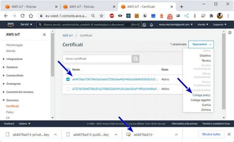 Servizi Aws Iot Core E Mqtt Creazione Di Oggetti Aws Con Certificato E