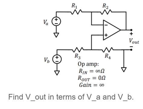 Solved R1 R2 Va Vout R4 Vь R3 Op Rin 0012 Rout Chegg com