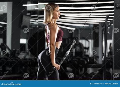 Athletic Girl Workout In Gym Fitness Woman Doing Exercise Stock Image