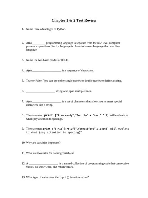 Chapter 1 And 2 Test Review Pdf