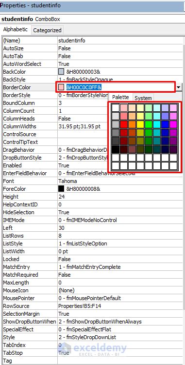 Excel Vba Combobox Important Properties
