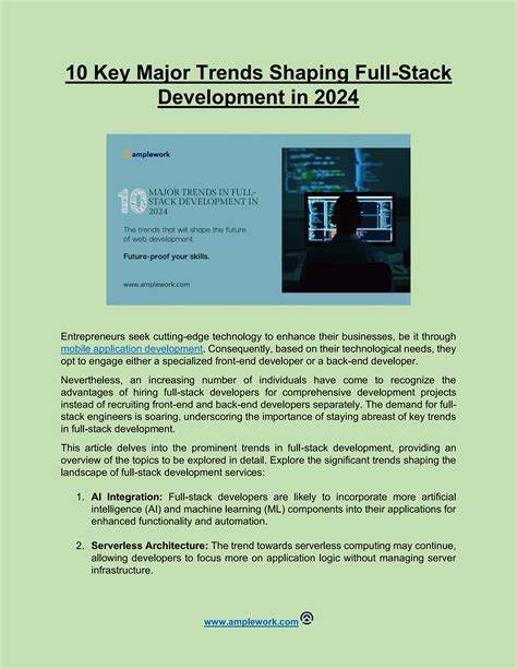 Key Major Trends Shaping Full Stack Development In 2024pdf Computing