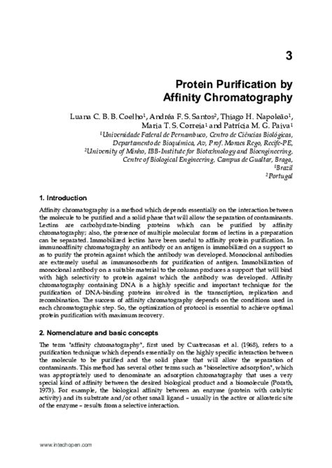 Pdf Protein Purification By Affinity Chromatography