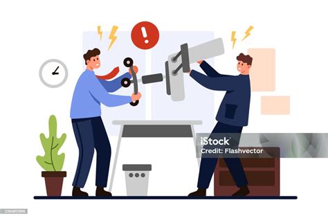 회사 내 공실을 차지하기 위한 비즈니스 경쟁 기업 사무원이 의자를 놓고 다투다 일터에 대한 스톡 벡터 아트 및 기타 이미지 일터 개념 객실 있음 Istock