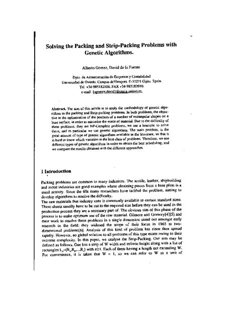 Pdf Solving The Packing And Strip Packing Problems With Genetic