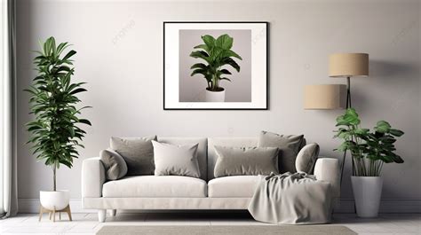 세련된 거실 내부 회색 소파와 식물 3d 렌더링이 있는 흰색 소파 화이트 인테리어 흰색 거실 거실 인테리어 배경 일러스트