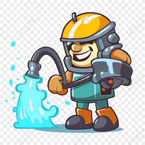 수중 호스와 스프레이가 있는 파워 와셔 클립 아트 만화 캐릭터 벡터 Png 일러스트 무료 다운로드 Lovepik