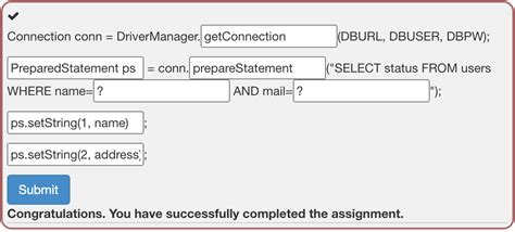 WebGoat SQL Injection Mitigation 1