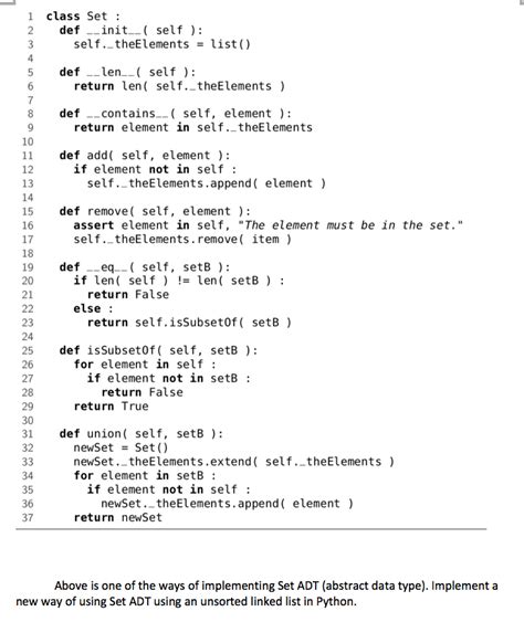 Solved 1 Class Set Def Init Self Self Theelements