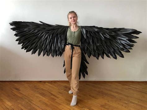 Fantasia De Harpia Preta Asas E Cauda Fantasia Cosplay Adulto Asas De