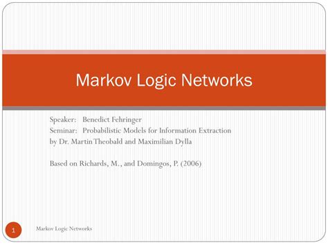 Ppt Markov Logic Networks Powerpoint Presentation Free Download Id