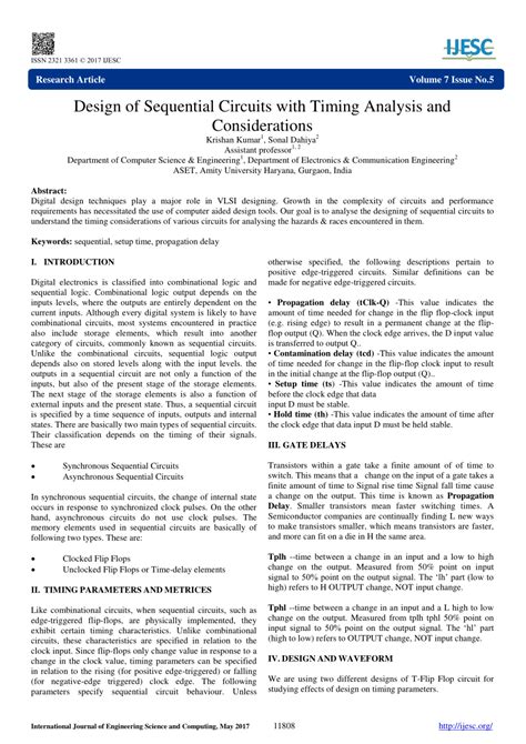 PDF Design Of Sequential Circuits With Timing Analysis And Considerations