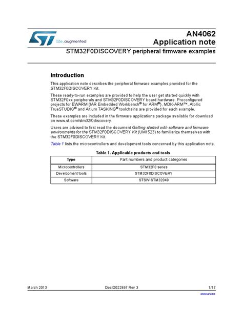 an4062 stm32f0discovery peripheral firmware examples stmicroelectronics