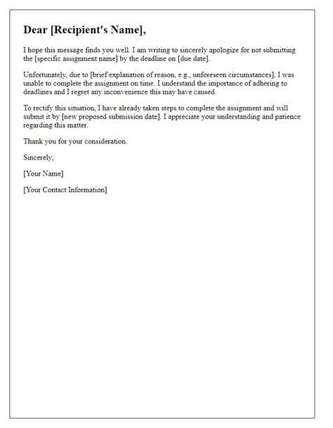 Letter Template For Apologizing For Late Assignment Submission Free Samples In Pdf Letterin
