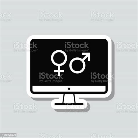 성별 기호가 있는 데스크톱 컴퓨터입니다 회색 배경에 아이콘 스티커 0명에 대한 스톡 벡터 아트 및 기타 이미지 0명 3차원 형태 개념 Istock
