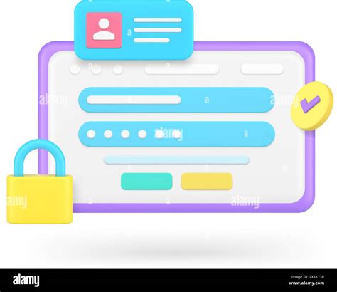 Personal Data Security Web Access Password Protection Internet Browser Lock 3d Icon Realistic