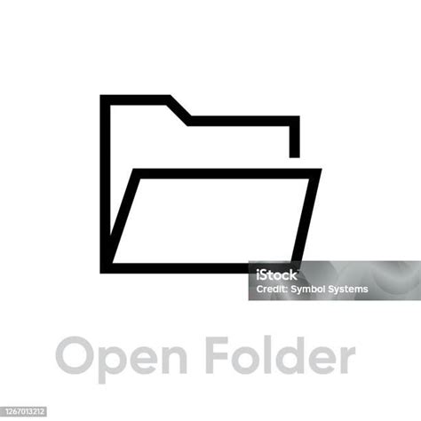 플랫 스타일로 폴더 배지를 엽니다 편집 가능한 벡터 스트로크입니다 단일 그림 컴퓨터 폴더를 엽니다 검색에 대한 스톡 벡터 아트 및 기타 이미지 Istock