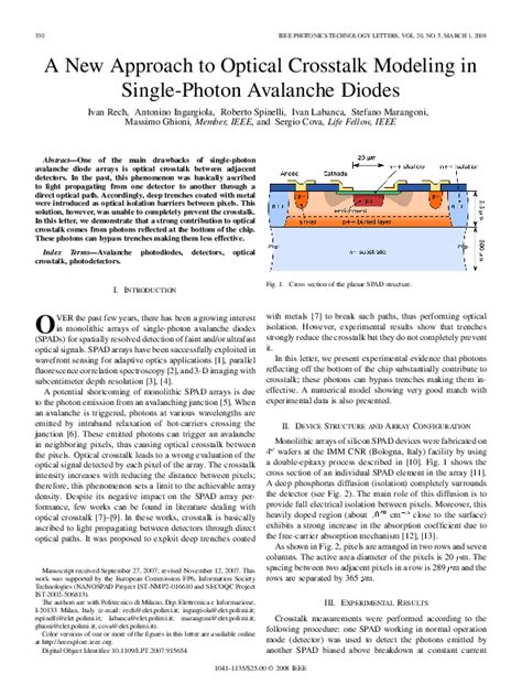 Pdf A New Approach To Optical Crosstalk Modeling In Single Photon