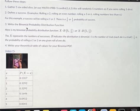 Solved The Task Is To Create A Theoretical Binomial
