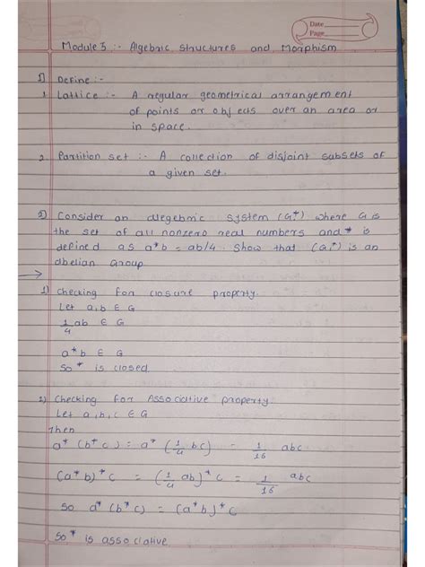 Algebraic Structures And Morphism Handwritten Notes Pdf