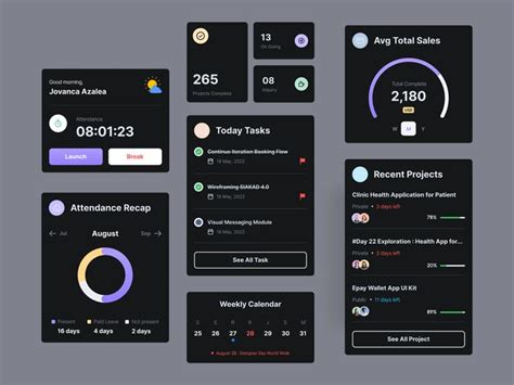 task management dashboard components ui task management health app