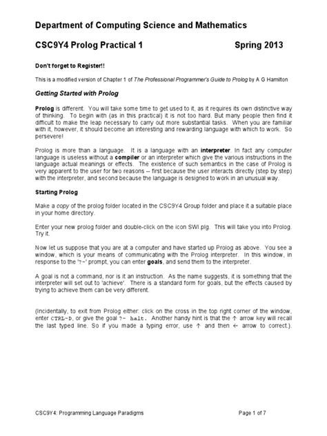 Prolog Practical1 2013 Pdf Variable Computer Science Parameter Computer Programming