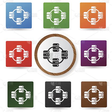 数据库图标上的彩色按钮,矢量 数据库图标上的彩色按钮,矢量