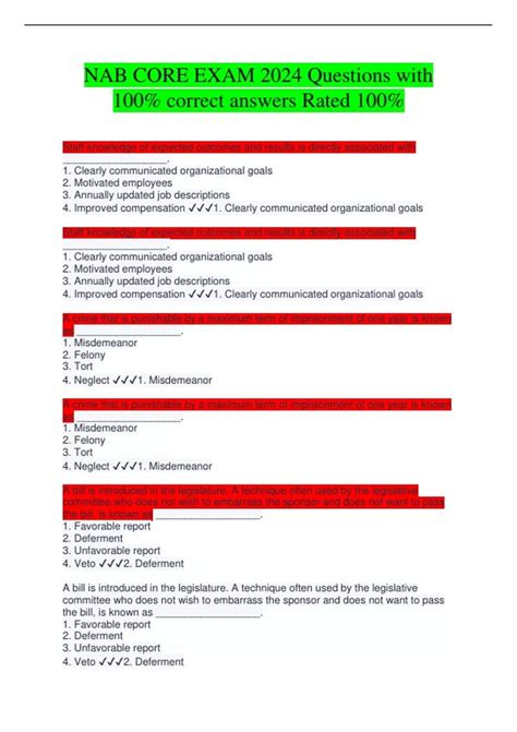 NAB CORE EXAM Questions With Correct Answers Rated NAB CORE Stuvia US