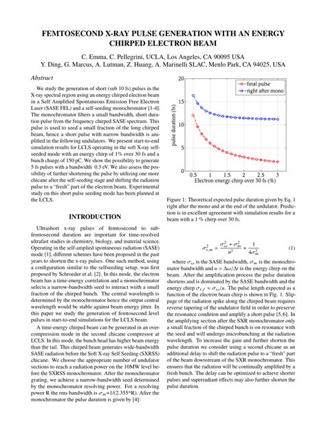 Pdf Femtosecond X Ray Pulse Generation With An Energy Chirped Electron Beam