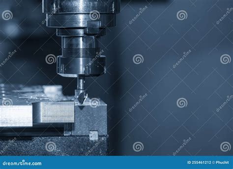 The Chamfering Process With The Metal Plate Parts On NC Milling Machine Stock Photo Image Of