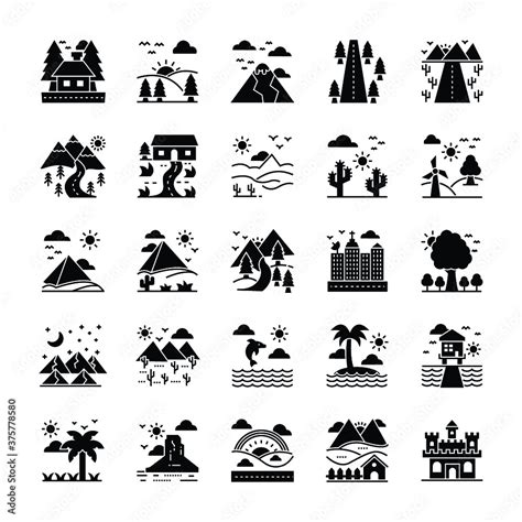 Landforms Vector Icons Pack Stock Vector Adobe Stock