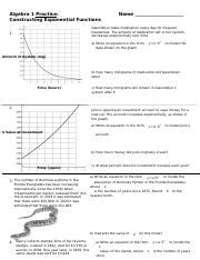 Constructing Exponential Functions Practice 1 Docx Algebra 1 Practice Constructing