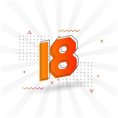 18 Number Vector Font Alphabet Number 18 With Decorative Element Stock