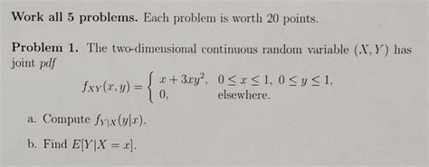 Solved Work All 5 Problems Each Problem Is Worth 20 Points