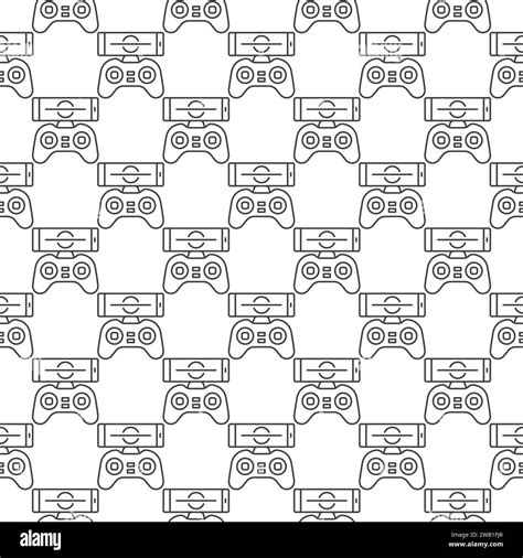 Drone Game Controller With Smartphone Vector Concept Seamless Pattern In Thin Line Style Stock