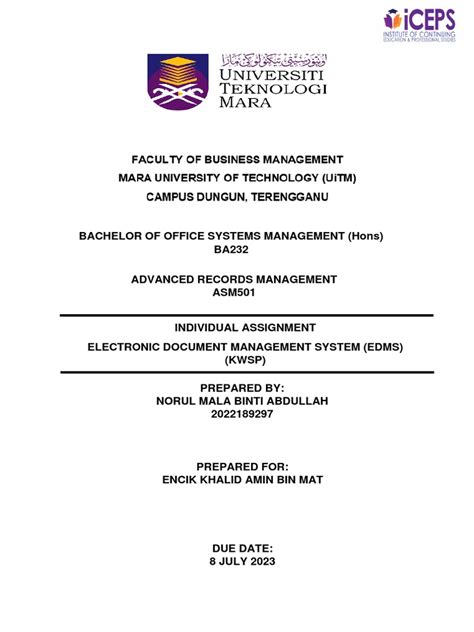 Individual Assignment Edms Pdf Image Scanner Records Management