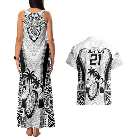 Custom Fiji Rugby Couples Matching Tank Maxi Dress And Hawaiian Shirt