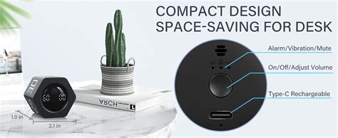 Rotating Pomodoro Timer 5 25 10 30 60 Mins Preset Stopwatch Desk Flip