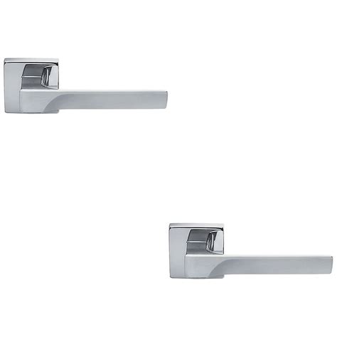 2 Pack Premium Contoured Door Handle Set Polished Chrome Sleek
