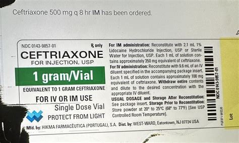 Solved Ceftriaxone 500mg Q 8hrim Has Been Orderedwhat Is