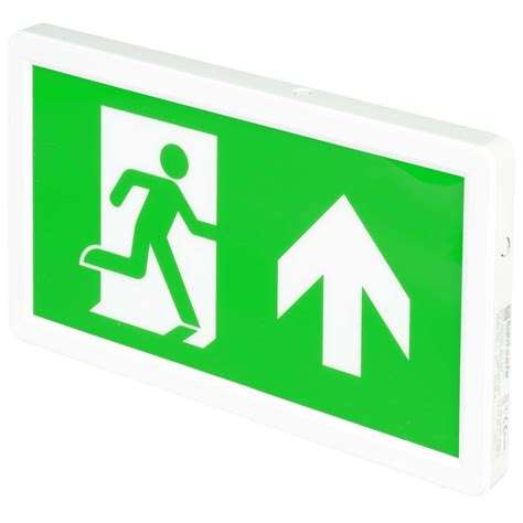 Lightsafe 2 8W LED Slim Maintained Emergency Self Test Exit Box With Arrow Up Legend EBXLEDST