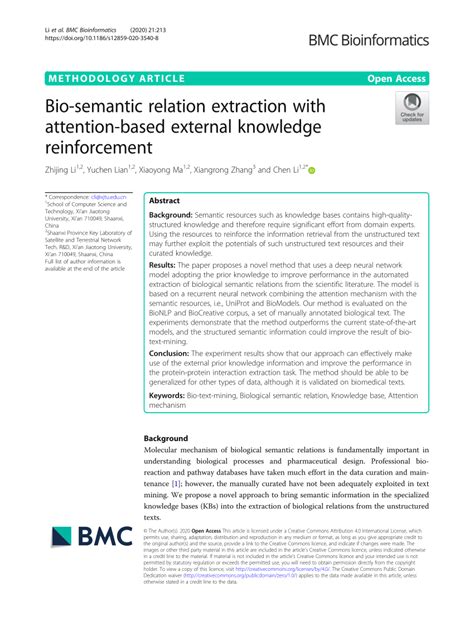Pdf Bio Semantic Relation Extraction With Attention Based External Knowledge Reinforcement
