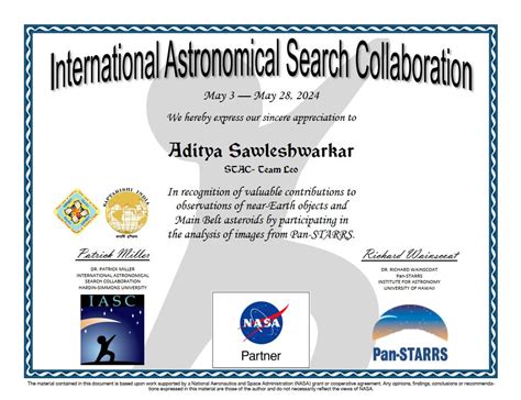 aditya l sawleshwarkar on linkedin spacescience iasc asteroids