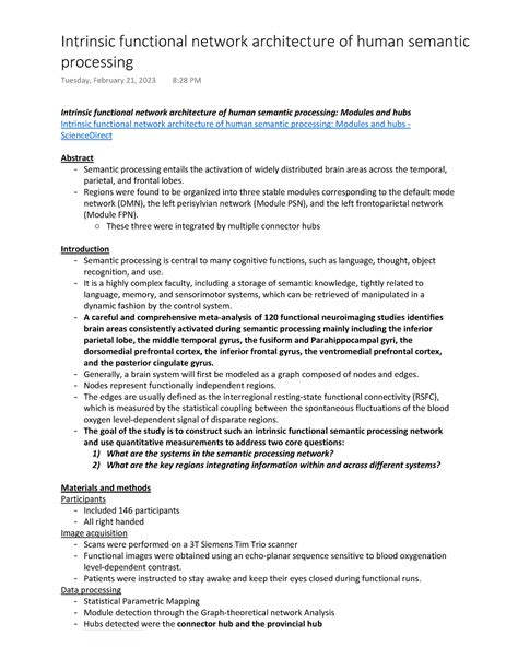 Intrinsic Functional Network Achritechture Of Human Semantic Processing Intrinsic Functional