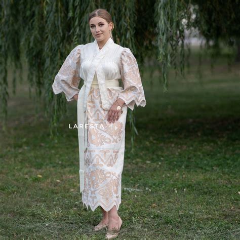 Off White Linen Dress With Light Beige Embroidery And Tie Etsy