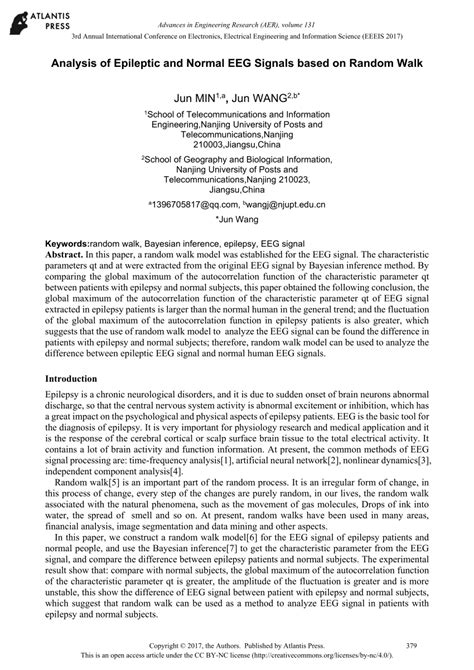 Pdf Analysis Of Epileptic And Normal Eeg Signals Based On Random Walk