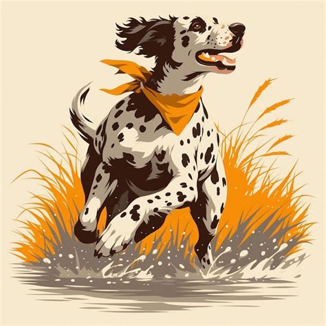 English Setter Running In The Field Premium Ai Generated Vector